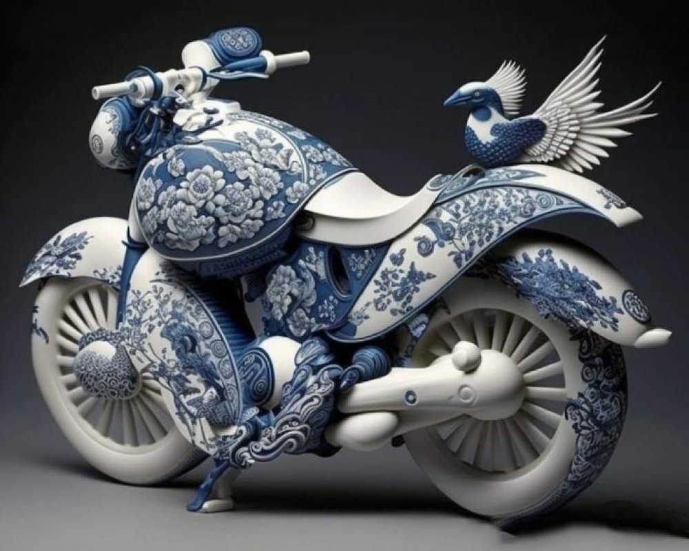 Exquisite porcelain-patterned motorcycle with golden dragons. | Deep ...