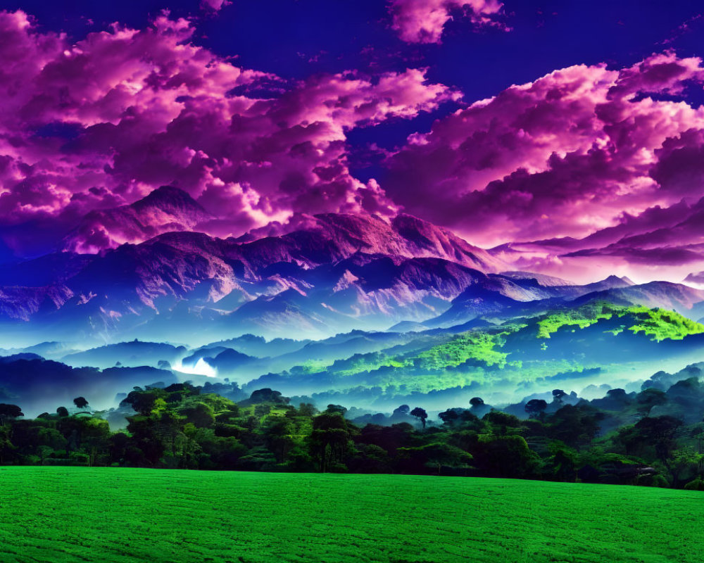 Colorful Landscape with Layered Mountains and Multiple Moons | Deep ...