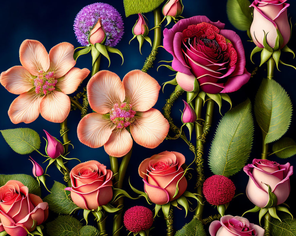 Blooming Roses and Hibiscus | Deep Dream Generator
